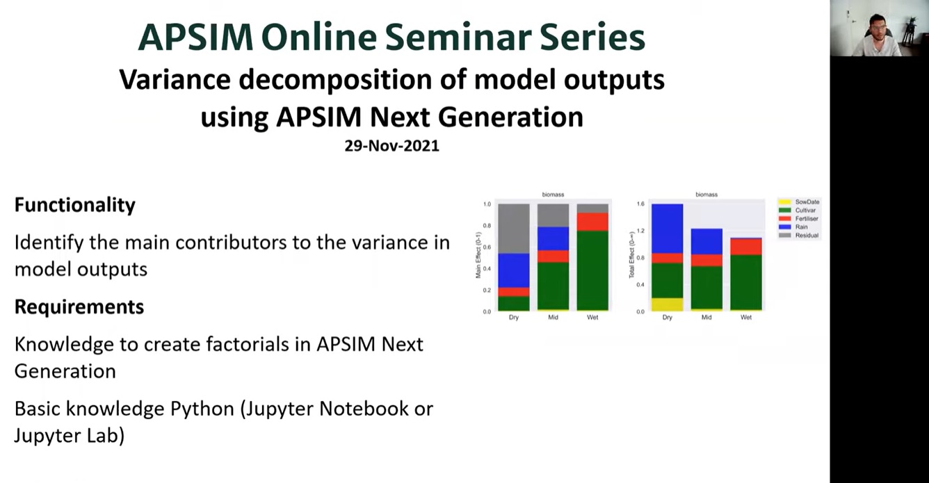 Variance decomposition of model outputs using APSIM Next Generation (video) | Jonathan-Ojeda